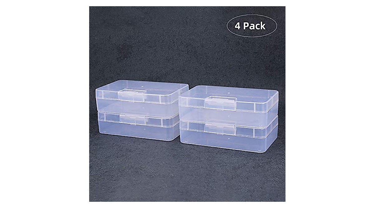BENECREAT 4 Pack Large Clear Plastic Storage Boxes w/ Lids