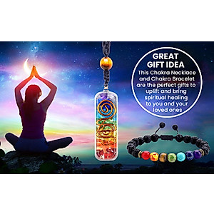 M&N Jewelry Designs Crystals and Healing Stones - 7 Healing Energy Chakra Stones, Natural Tiger Eye, Adjustable (Necklace and Bracelet)