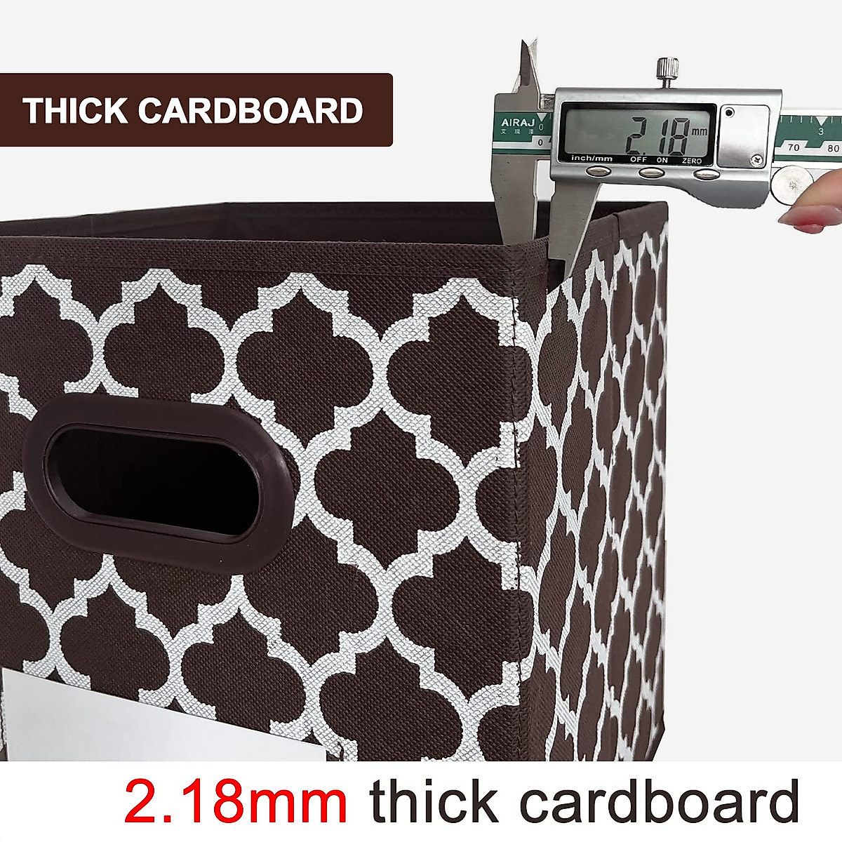 homyfort 11 Inch Cube Storage Organizer Bins-Foldable Fabric storage Cubes Bin Container Box with 2 Plastic Handles for Boys,Girls,Nusery,Clothes,Pantry Closet,Shelf,Kids Room Set of 6 (Deep Coffee)