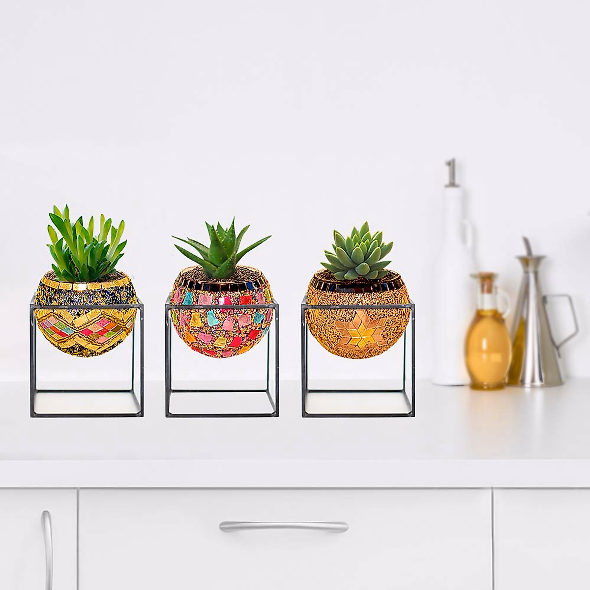 IIQ Votive Candle And Tealight Holders for Table, Handmade Stained Glass Beauties for Home Decor/Party Decorations