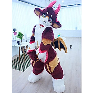 FurryWu Studio Japan Kemono Kawaii Dragon Horn Red Cat Dog Fox Fursuit Teen Costumes Child Full Furry Suit Fursona Kigurumi Digitigrade Anime