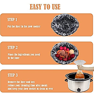 Valuetalk Slow Cooker Liners (50 Liners), 13" × 21" Crock Pot Cooking Bags, Fit 3QT to 8QT, Disposable Cooking Bags Suitable for Slow Cooker, Ovens, Oval & Round Pot, 1 Pack (50 Liners)