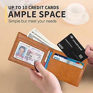 RUNBOX Wallet for Men,Mens Wallet,Slim Leather Bifold,RFID Blocking 8 Slots Gift Box