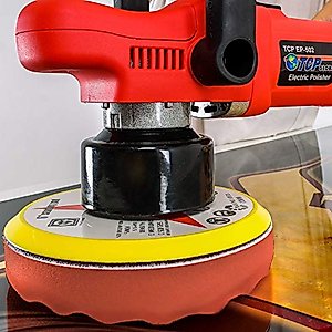TCP Global 6.5" Red Waffle Heavy Cut Grip Foam Polish Buff Pad - DA Hook & Loop