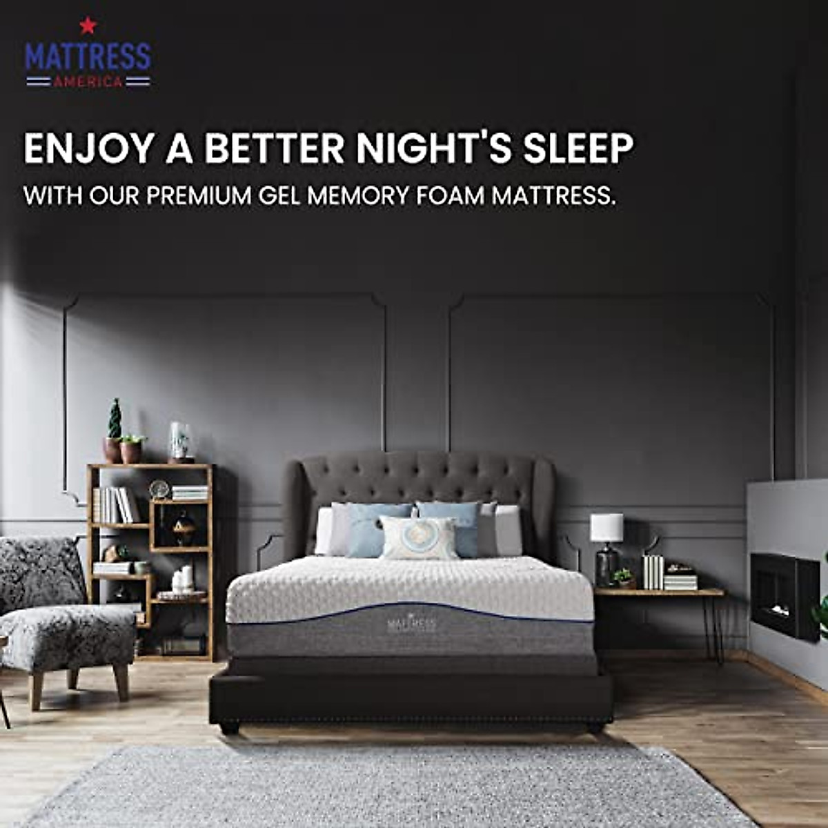 Mattress America Revive Gel Memory Foam Mattress Fiberglass Free, 12" H, Queen