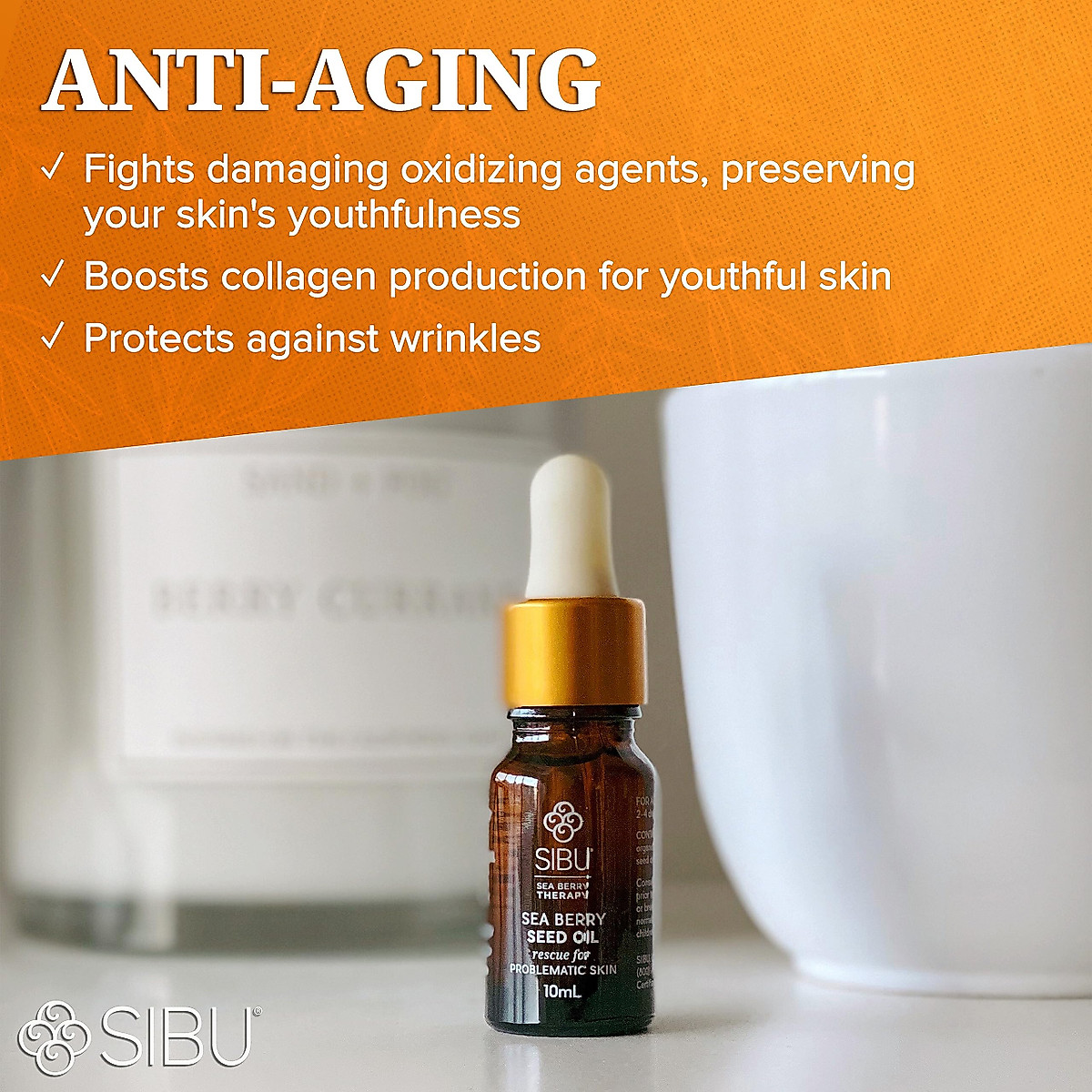 Sibu Premium Himalayan Sea Buckthorn Seed Oil, USDA Organic (10ml) – Amazing for Sensitive Skin, Breakouts, & Irritation