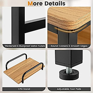 Tangkula 55-Inch Computer Desk, Drafting Table with Tiltable Desktop for Drawing Writing Reading Studying, Multifunctional Art Desk Craft Workstation with CPU Stand & Storage Shelf for Home Office