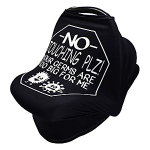Baby Nursing Cover,Baby Car Seat Canopy,No Touch Sign Infant Stroller Cover Breastfeeding Cover,Soft Stretchy Nursing Cover Up for Baby (Black)