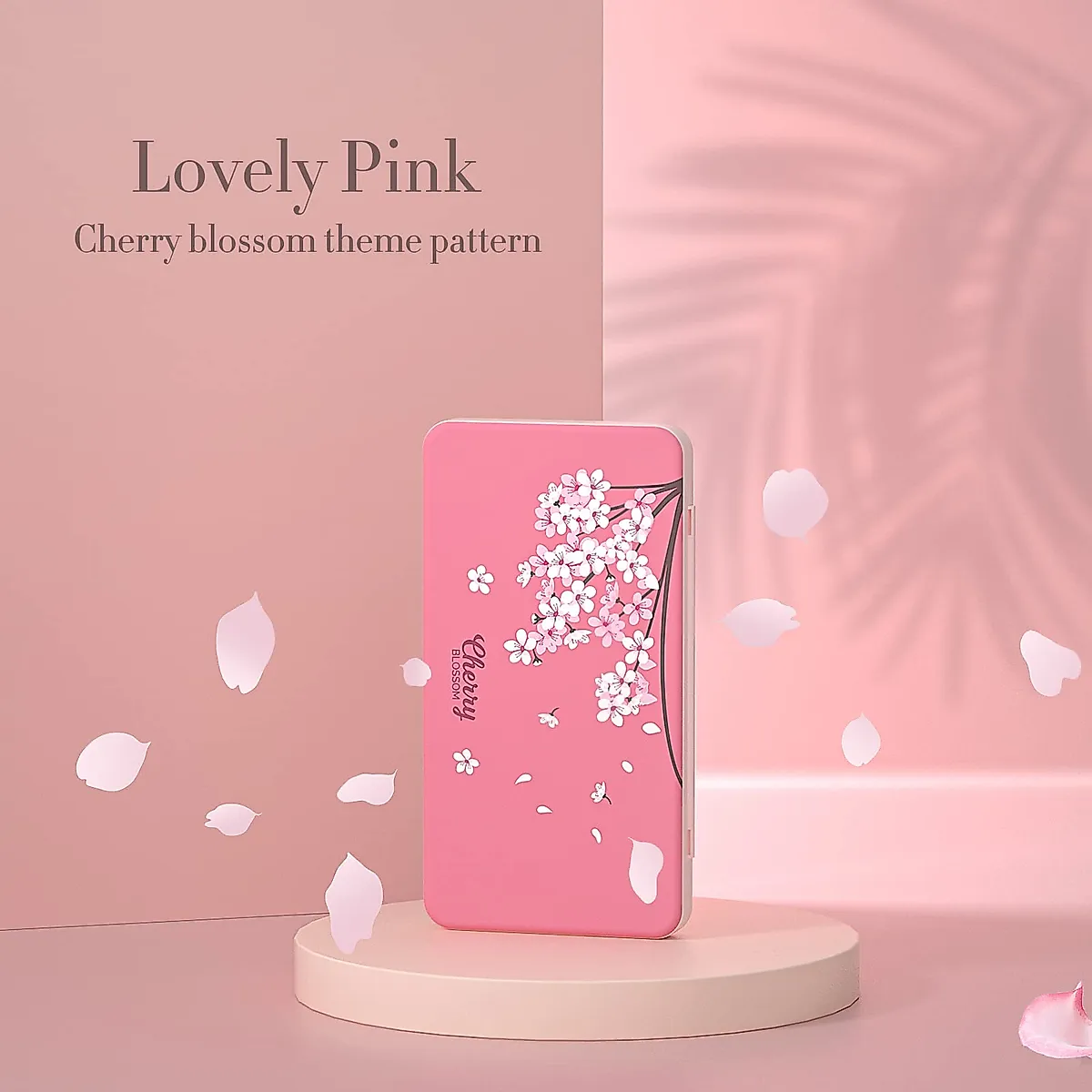 NANANINO Switch Game Case Pink, Cherry Blossoms Pattern Switch Game Card Case with 24 Game Card Slots and 24 Micro SD Card Slots