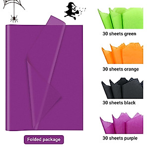 120 Sheets Halloween Tissue Paper for Gift Wrapping, 4 Colors Halloween Wrapping Paper for Gift Bags for Birthday Party Wedding Baby Shower DIY Craft, 20 × 14Inch