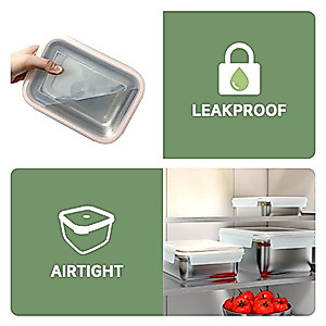 MOZAOUSA Stainless Steel Food Storage Containers with Lids,Leakproof Bento Lunch Box Containers,Airtight Bento Boxes Set of 3 for Adults,Stackable Snack Food Prep Containers for Kitchen & Travel