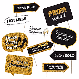 Funny Prom Night Photo Booth Props - Prom Night Themed Party Decorations - Funny Photography Supplies - Selfie Props with Sticks - 10pcs