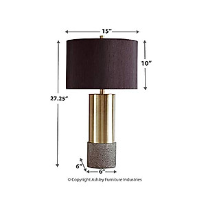Signature Design by Ashley Jacek Modern Contemporary Table Lamp, 2 Count, Gray & Brass Finish
