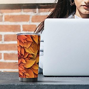 QWEUIOP 20oz Insulated Travel Coffee Mug Autumn Maple Leaf Stainless Steel Tumbler with Lid Double Wall Vacuum Coffee Cup For Hot and Cold Drinks14190
