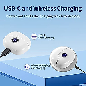 Wireless Ear Buds Bluetooth Headphones with Wireless Charging Case and LED Power Display Touch Control 30 Hrs Playtime Earphones HI-FI Stereo Earbuds with Built-in Mic for iPhone Android Samsung