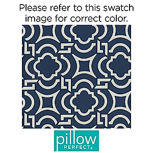 Pillow Perfect Trellis Indoor/Outdoor Sofa Setee Swing Cushion, Tufted, Weather, and Fade Resistant, 19" x 44", Blue/White Carmody, 1 Count