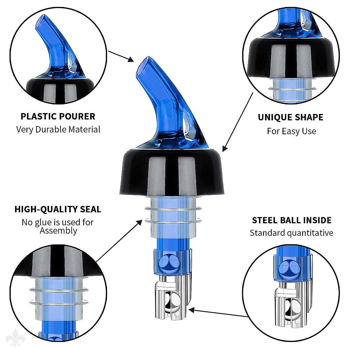Liquor Bottle Pourers 1oz Set of 12 Measured Bottle Spirits Alcohol Pourers Automatic Measuring Wine Spouts Drink Liquor Pourers Measure Pourer for Cocktail Home Bar (4 Clear 4 Green 4 Blue )