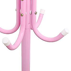 uxcell Metal Coat Rack,Standing Coat Tree 12 Hooks Hanger for Handbags Hat Umbrella Clothes Home Decorate Fuchsia