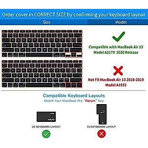 VFENG Premium Ultra Thin Soft Keyboard Cover Skin for 2020+ MacBook Air 13-Inch 13" with Magic Keyboard (Model Number: A2337/A2179), US Version