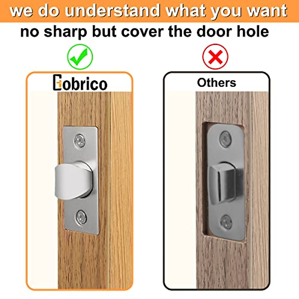 Gobrico Pack of 6 Square Door Handles Levers, Bedroom and Bathroom Privacy Locks Satin Nickel Finished, Keyless Interior Door Locksets Door Knobs
