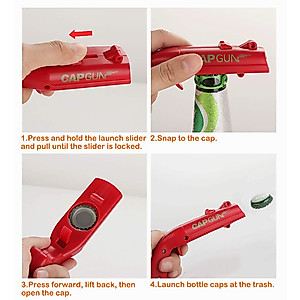 Cap Gun Bottle Opener [ 3 in 1 Pack], Beer Bottle Opener sets, Gamer Bottle Opener, Creative Cap Gun Toy for Bulk Party favors Home Party Bar Game - Shoots Over 5 Meters (Grey and Red and Black)