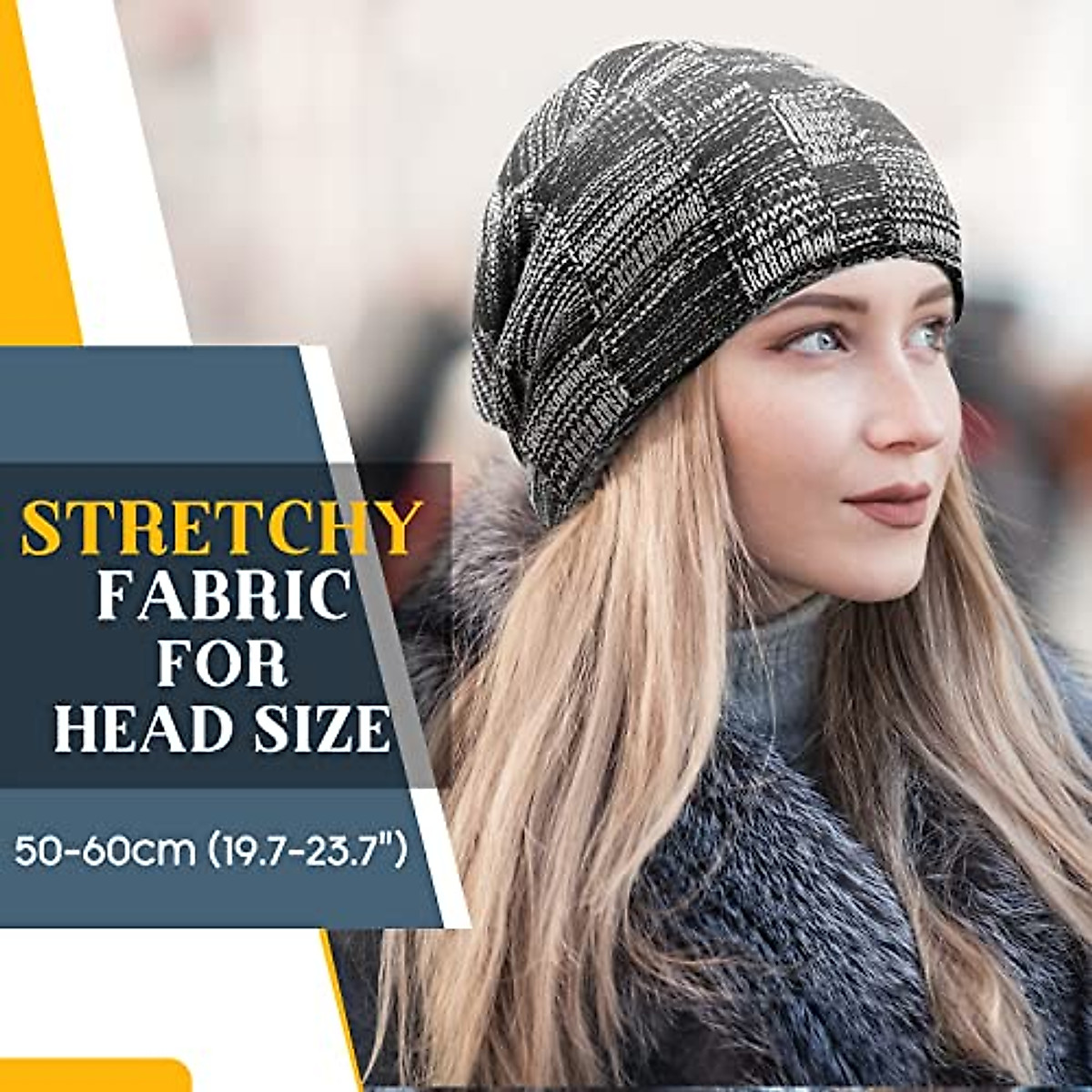 Beanie for Men Hats Slouchy - Winter Skull Cap for Guys Women Cool Beanies Knit Warm Christmas Stocking Stuffer Gifts Idea Black