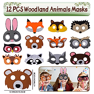 Woodland Party Favors 84 PCS Forest Animals Theme Masks Sticker Keychains Straws Slap Bracelets Bubble Sticks Gift Bags for Kids Woodland Creatures Birthday Party Baby Shower Goodie Bag Fillers