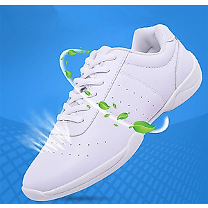 DADAWEN Adult & Youth White Cheerleading Shoe Athletic Sport Training Competition Tennis Sneakers Cheer Shoes White US Size 10.5/EU Size 43