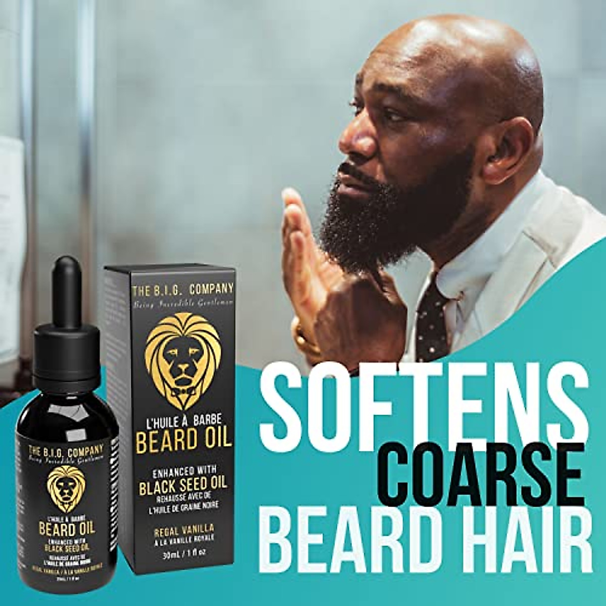 Beard Oil for Men - Beard Conditioner is a Softener for Coarse Dry Beards - Supports Natural Growth - Enhanced with Black Seed Oil - Eliminates Dandruff - Regal Vanilla Scented - The B.I.G. Company