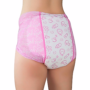 Littleforbig Adult Printed Diaper 40 Pieces (4 Packs) - Nursery Pink (Medium 28"-38")