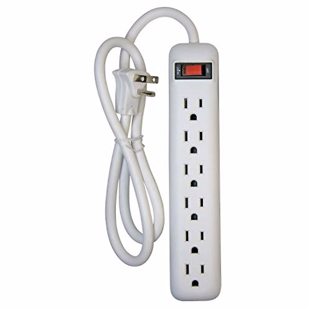 Prime Wire PB801124 6-Outlet Power Strip with 14-3 SJT 3-Feet Cord