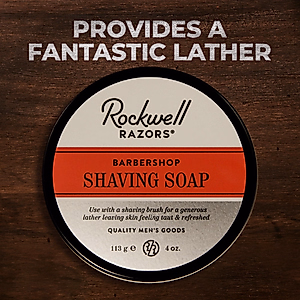Rockwell Babershop Shaving Soap | Formulated with Shea Butter, Coconut Oil & Wheat Protein for Smooth & Soothing Wet Shave | Ideal for Sensitive Skin & Thick Beards