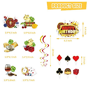 LXlucktim Casino Theme Birthday Party Decorations, 144 Pcs Las Vegas Party Decor Supplies - Backdrop, Cake, and Cupcake Toppers, Balloons, Hanging Swirls, Cupcakes Wrappers