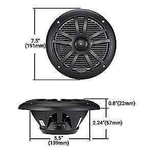 velex Marine Stereo Speaker Package Bluetooth, MP3 USB AM FM Marine Stereo - 2 x 6.5 Inch Black Speakers, Antenna