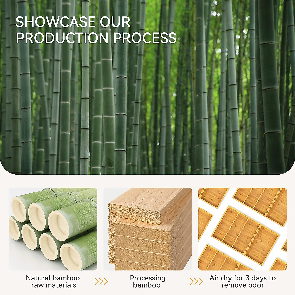 Yofidra Pure Bamboo Silverware Drawer Organizer: 16.5 Inch Large Silverware Utensil Tray Holder, 3-Compartment with 6 Card Slots Kitchen Flatware Organizer for Spoons Forks Knives, 2024 New Upgrade