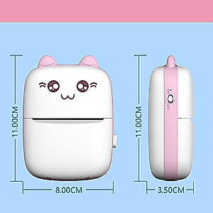 Greaked Mini Printer Portable Pocket Thermal Printer with Rolls Paper USB Cable, Bluetooth Wireless Smart Printer for Retro-Style Photos Pictures Receipts Study Notes Labels Lists Memo