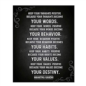GANDHI Quotes Wall Art- "Your Destiny"- 8 x 10 Art Wall Print Art Ready to Frame. Modern Home Décor, Studio & Office Décor. Mahatma Gandhi Quotes Makes a Perfect Gift for Motivation, Zen & Inspiration