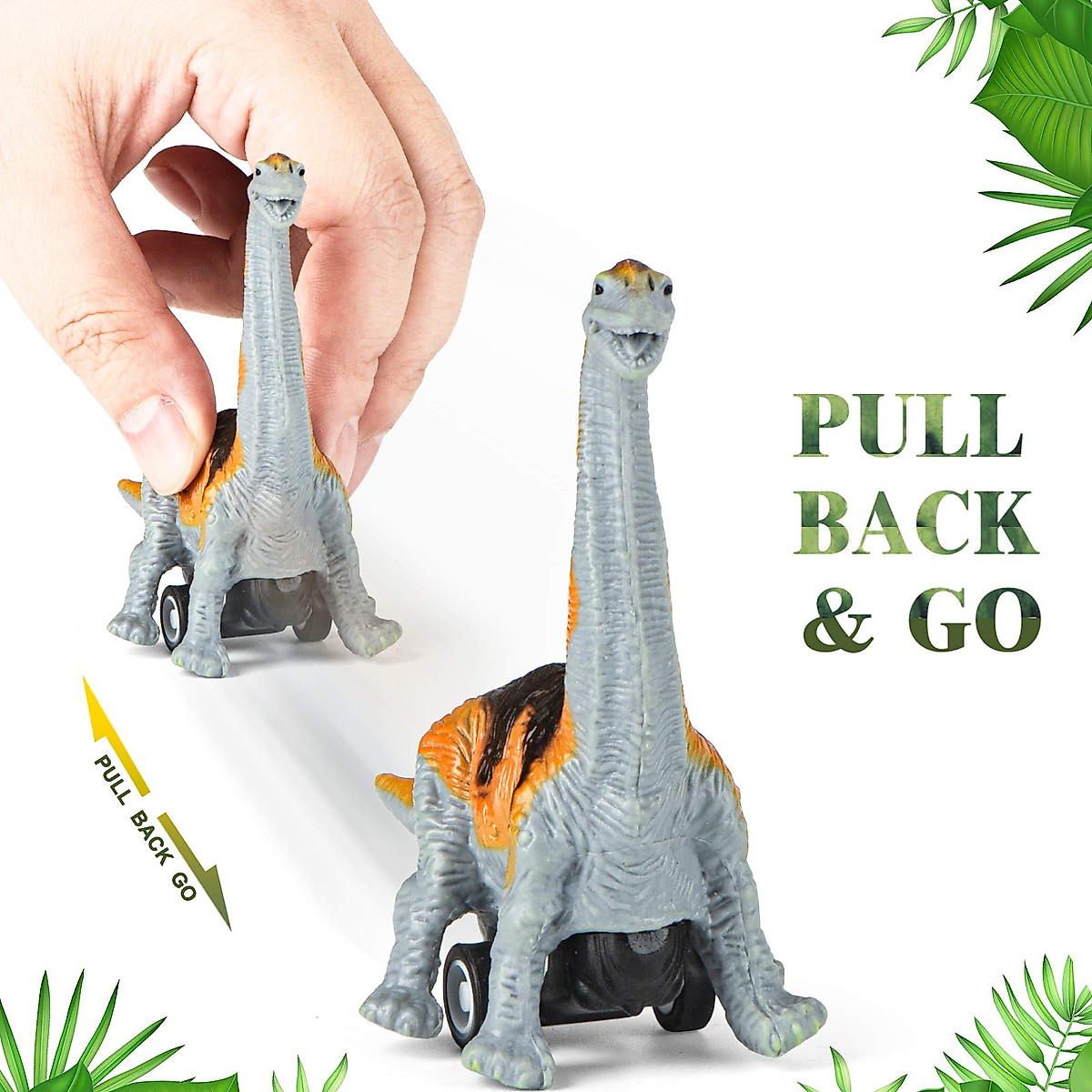 BOKABOKA 12 PCS 4.5" Pull Back Dinosaur Car Vehicle Toys for 2 3 4 5 6 Year Old Kids Children Toddlers Boy Girls Christmas Birthday Gifts