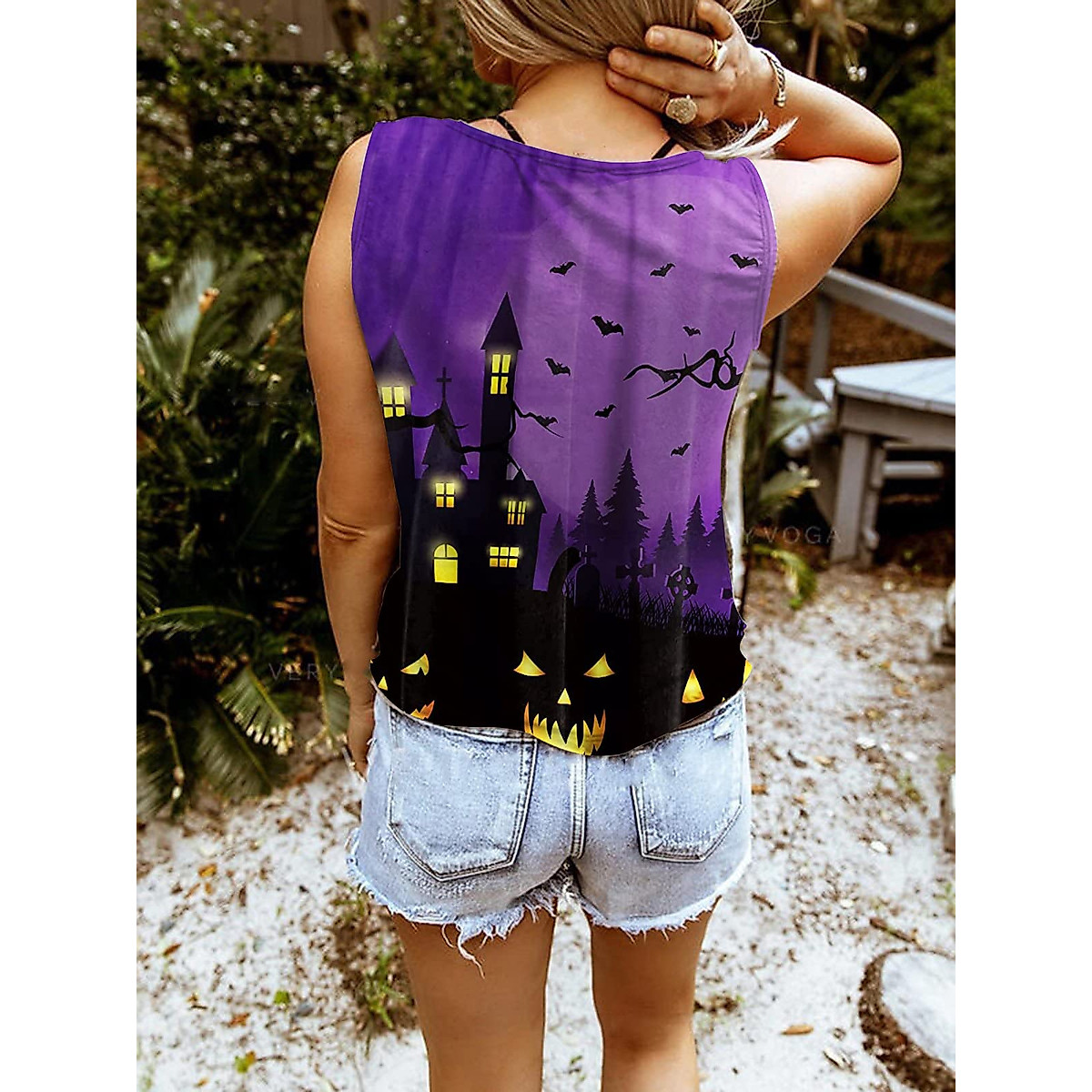 Tank Top for Women Sexy V Neck Casual Basic Tops Tie Dye Sleeveless Shirts with Ring Hole Country Music Style T-Shirts