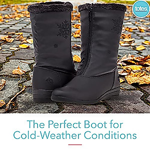 totes Women's Nicole Snow Boots, Black Wide Calf, 10