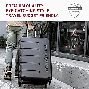 SwissGear 7366 Hardside Expandable Luggage with Spinner Wheels, Green, Checked-Large 27-Inch