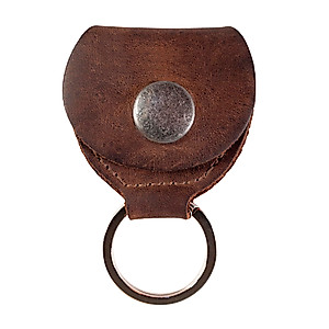 Hide & Drink, Guitar Pick Holder with Ring, Key Organizer, Keychain for Guitar Players, Full Grain Leather, Handmade, Bourbon Brown