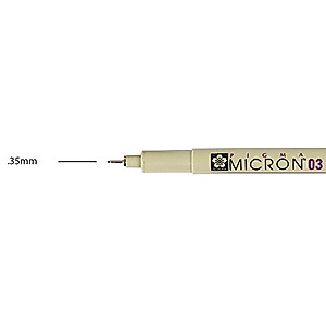 Sakura 30381 Pigma Micron Blister Card 03 Ink Pen, 0.35-mm, Black