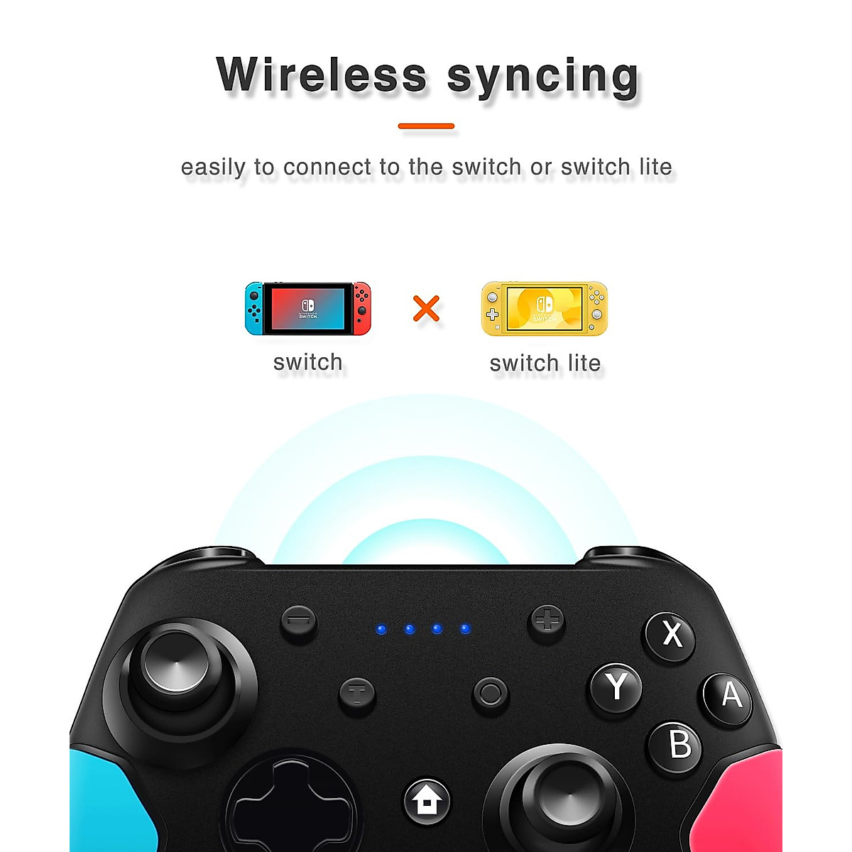 Wireless Switch Pro Controller for Nintendo Switch with Adjustable Turbo Function,Dual Vibration Function,Gyro 6-Axis and High Battery Life. Remote Gamepad Joystick for Switch Console, Red&Blue