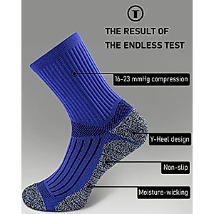 SITOISBE Cushioned Compression Unisex Mid-crew Socks 4-Pack, X-Large, Black Gray Blue White