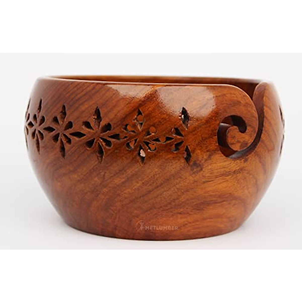 METLUMBER Wooden Yarn Bowl Holder Yarn Storage Bowl for Knitting & Crocheting Handcrafted Rosewood Yarn Storage Bowl Round Knitting Bowl Crochet Bowl Holder Knit Weave Yarn Craft