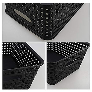 Leendines 6 Packs Black Small Baskets, Plastic Weave Storage Baskets