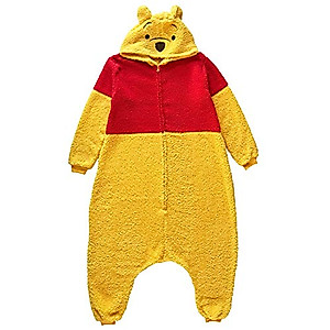 Disney Winnie The Pooh Kigurumi Adult Costume Union Suit Sherpa Pajama Outfit (Large)