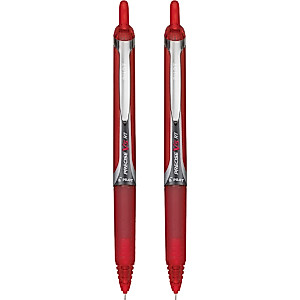 PILOT Precise V5 RT Refillable & Retractable Liquid Ink Rolling Ball Pens, Extra Fine Point (0.5mm) Red Ink, 2-Pack (26082)