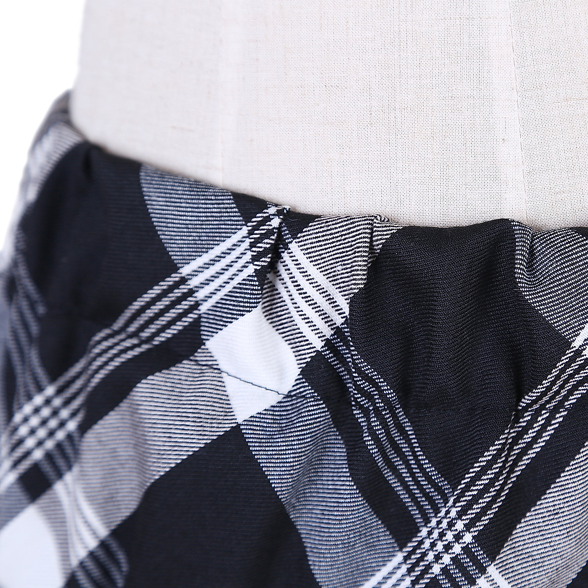 Women's Elastic Waist Plaid Pleated Skirt Tartan Skater School Uniform Mini Skirts (Large, Series 1 White)